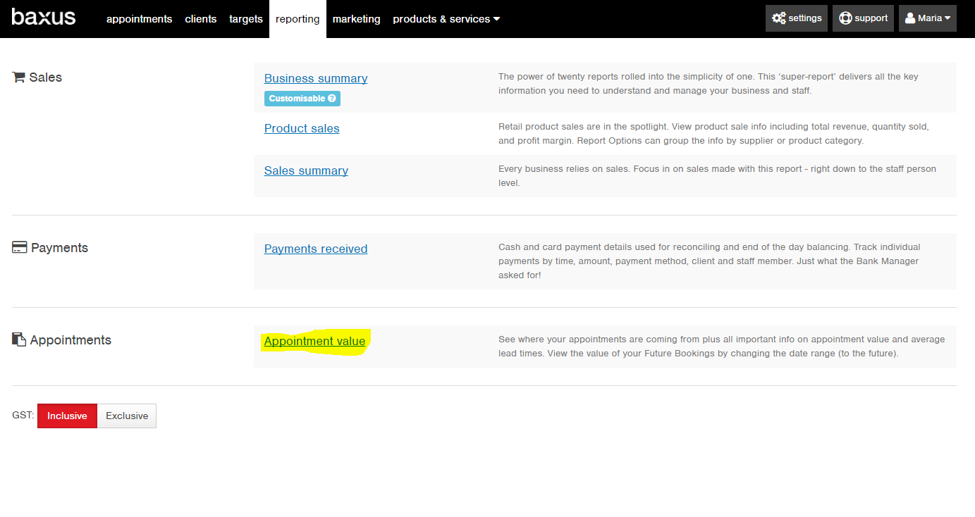 Appointment value – Baxus